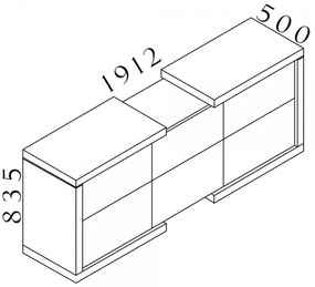 Nízká skříň Lineart 191,2 x 50 x 83,5 cm / Tmavý jilm a bílá