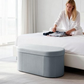 HOMCOM sametový úložný taburet, skládací, 72 l (76 x 38 x 35 cm), sametové čalounění, nosnost 120 kg — tmavě šedá