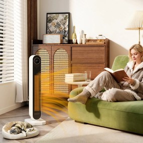 HOMCOM 2000W ventilátorový ohřívač z ABS s dálkovým ovládáním, kýváním a časovačem, 30 x 22 x 82,5 cm, bílá