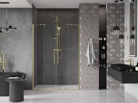 Mexen Velar Duo, posuvné dveře do otvoru 150x200 cm, 8mm čiré sklo, zlatá matná, 871-150-000-02-55
