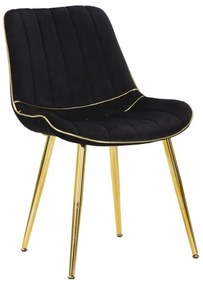 Set 2 ks sametových židlí Mauro Ferretti Tarbea 51x59x79 cm, černá/zlatá