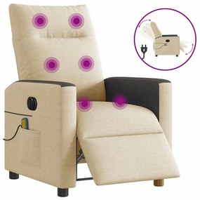 Elektrické masážní polohovací křeslo krémové textil 3324049