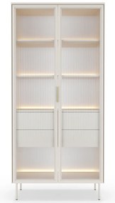 LUMI k | vysoká vitrína 91 2D2S + LED | 91,5 cm | kašmír/zlatá