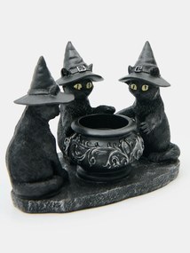 Sinsay - Halloweenový svícen na čajovou svíčku ve tvaru koček s kotlíkem - černá