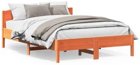 Rám postele s čelem voskově hnědý 120 x 200 cm masivní borovice,  842601
