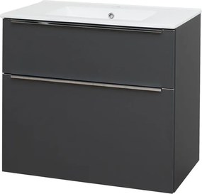 Mereo Mereo, Mailo, koupelnová skříňka s keramickým umyvadlem 81 cm, bílá, dub, antracit, CN531