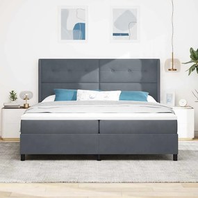 Postel s boxspringem s čelo Tmavě šedá 200 x 200 cm samet 3342027