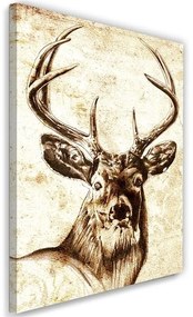 Obraz na plátně Zvířata jelenů Vintage béžová - 60x90 cm