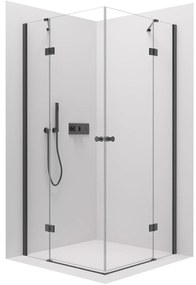 Cerano Marino Duo, sprchový kout 110(dveře) x 110(dveře), 6mm čiré sklo, černý profil, CER-CER-423042