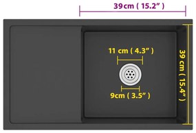 vidaXL Marketos Ručně vyrobený kuchyňský dřez černý nerezová ocel