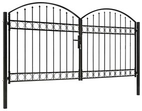 Plotová brána ASSEN dvoukřídlé dveře s klenutým vrškem ocelová 300 x 125 cm 143089
