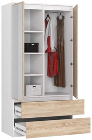 Šatní skříň Star se zrcadlem 90 cm bílá/dub sonoma