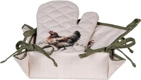 Béžový košík na pečivo se slepičkami Barnyard Chicken - 35*35*8 cm