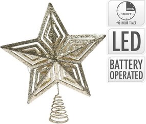LED špice na stromeček Zlatá deco hvězda 28 cm