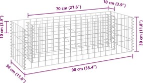 Gabionový vyvýšený záhon pozinkovaná ocel 90 x 30 x 30 cm 145629