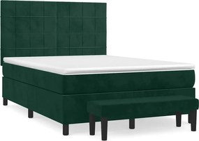 Box spring postel s matrací tmavě zelená 140x200 cm samet 3137848