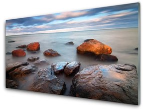Obraz na skle Kameny Moře Krajina 120x60 cm