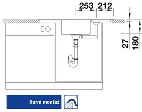 Blanco Zia 9 E Granitový dřez rohový s vaničkou a s odkapem vlevo, 93x51cm, bílá, 514758