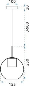 Toolight - skleněná stropní svítilna E27 60W APP686-1CP, zlatá, OSW-00097