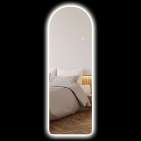 HOMCOM Nástěnné zrcadlo s LED osvětlením a ovládáním dotykem z tvrzeného skla, 40x3x120 cm