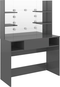 Kosmetický stolek s LED světly 100x40x135 cm MDF zářivě šedý 331543