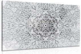 Obraz etnická Mandala v černobílém provedení - 90x60 cm