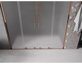 Mexen Velar L Duo, posuvné sprchové dveře do otvoru 170 cm, 8mm sklo námraza, růžové zlato, 871-170-003-32-60