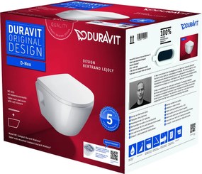 Duravit D-Neo sada mísa + prkénko s pomalým sklápěním závěsná Bez oplachového kruhu bílá 45870900A1