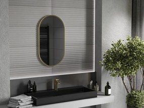 Mexen Loft, oválné koupelnové zrcadlo 80 x 45 cm, barva rámu zlatá lesklá, 9851-080-045-000-50