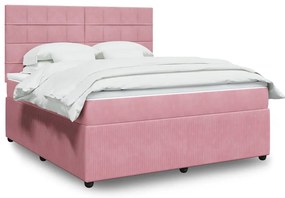 Box spring postel s matrací růžová 180x200 cm samet 3292411