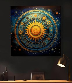 Obraz na plátně - Sluneční astrologická mandala FeelHappy.cz Velikost obrazu: 100 x 100 cm