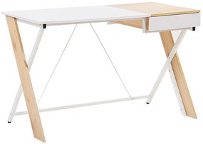 Psací stůl se zásuvkou 120 x 60 cm světlé dřevo/bílý HAMDEN Beliani