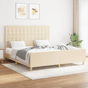 Rám postele bez matrace krémový 160 x 200 cm textil 3125394