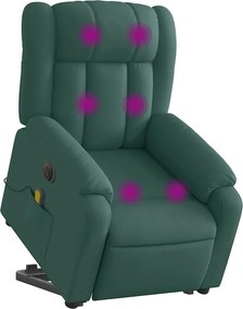 Elektrické zvedací masážní polohovací křeslo zelené textil 3205358