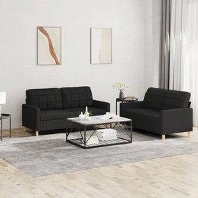 2dílná sedací souprava s poduškami černá textil 3201278