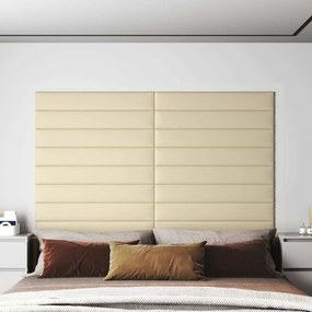 vidaXL Nástěnné panely 12 ks 90 x 15 cm umělá kůže 1,62 m² [343886] Barva: krémová