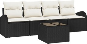 Sada zahradních pohovek 5 pcs 4-Seater Černá a krémová 3354576