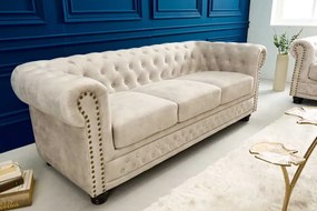 Designová trojsedačka Chesterfield 200 cm šampaňský samet