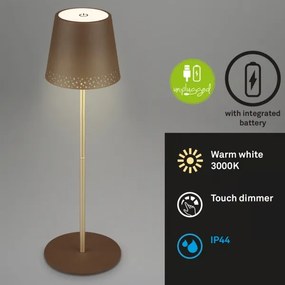 Brilo - LED St nab dotyk stolní lampa KIKI LED/2,6W/5V IP44 2600 mAh hnědá