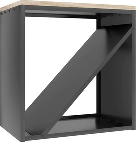Outsunny 2v1 krbová police na dřevo pro interiér 58 x 36 x 60 cm zvýšená police na palivové dřevo s přepážkou kov černý