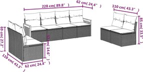 8dílná zahradní sedací souprava s poduškami černá polyratan 3227567