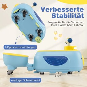 Costway Dětské pojízdné autíčko s přívěsem a světlem a úložným prostorem pod