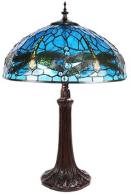 Modrá stolní lampa Tiffany s vážkami Vie blue - Ø 41*57 cm E27/max 2*40W