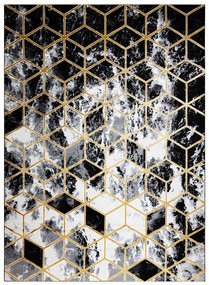 Dywany Łuszczów Kusový koberec Gloss 409A 82 3D cubes black/gold/grey - 140x190 cm