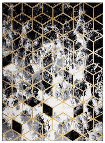 Dywany Łuszczów, Kusový koberec Gloss 409A 82 3D cubes black/gold/grey, 240x330, černobílá, kancelář