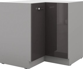 GREY gr | dolní skříňka 90x90 DN 2F rohová s policí | 90x90 cm | světle šedá/tmavě šedá lesk
