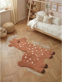 Hnědý pratelný/ručně tkaný bavlněný dětský koberec 89x120 cm Snuggle Gino – Hanse Home
