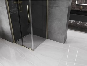 Mexen Velar L, sprchový kout s posuvnými dveřmi 90 x 90 cm, 8mm šedé sklo, zlatá lesklá, 871-090-090-43-50