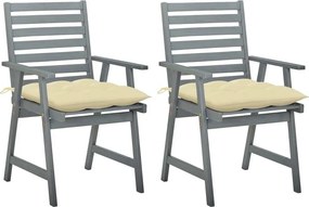 vidaXL Zahradní jídelní židle s poduškami 2 ks masivní akáciové dřevo [3064416] Barva: krémová