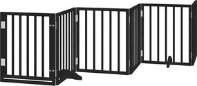 Zábrana pro psy s dvířky skládací 9 panelů černá 450 cm topol 3155541